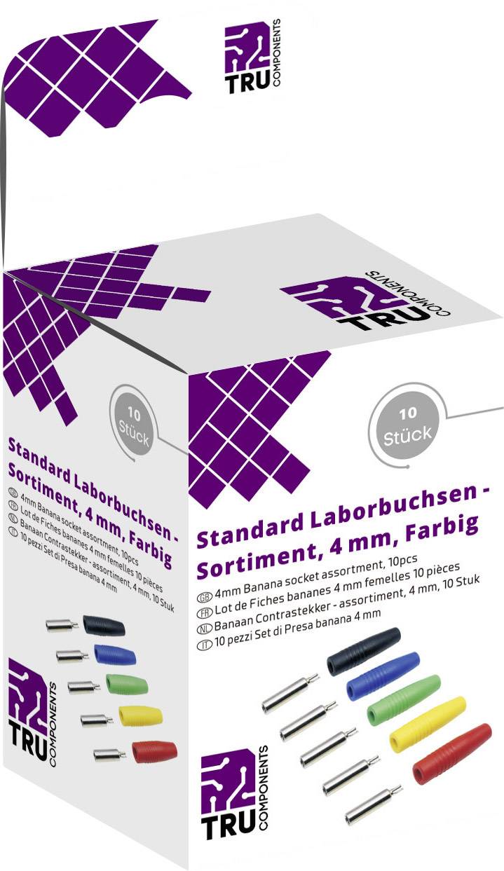 Tru Components izbor laboratorijskog konektora pravi zenski konektor crna, crvena, plava, zuta, zelena 10 delova