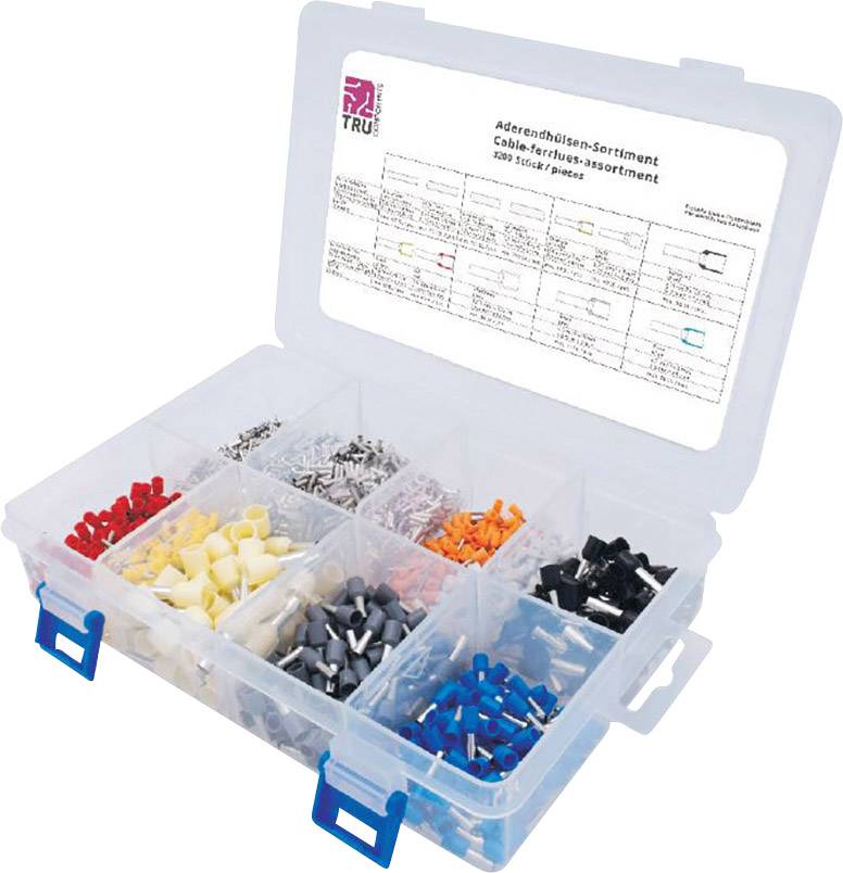Tru Components T1711C002 asortiman udubljenja 0,5 mm 2, 0,75 mm 2, 1,0 mm 2, 1,5 mm 2, 2,5 mm 2, 4 mm 2, 6 mm 2, 10 mm 2 3200 kom