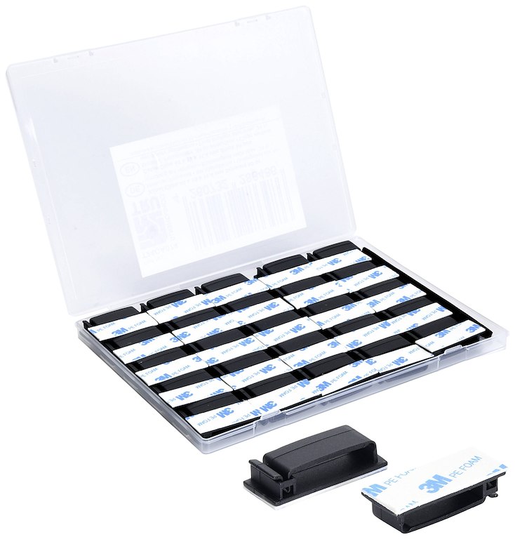 Tru Components T24CA074 samolepljiva montazna baza TC-12888568 za ravni kabl, crna za visekratnu upotrebu 50 kom