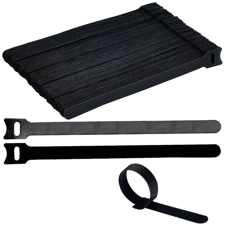 Tru Components T24CA058 Velcro vezica za umotavanje i mekana vunena tkanina (D*s) 200 mm * 12 mm crna 100 kom