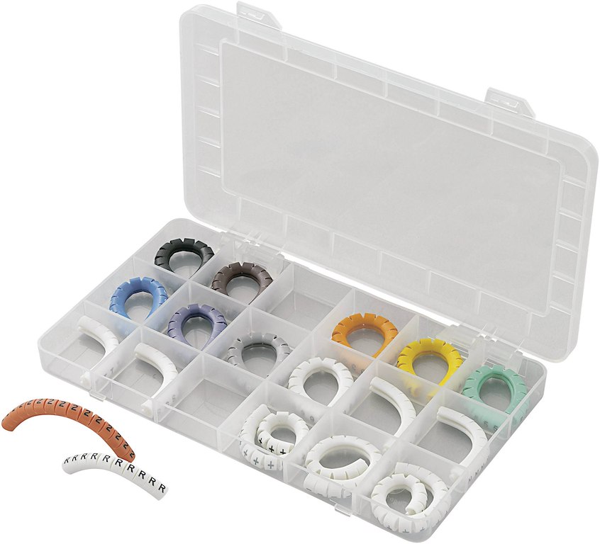 Stezaljka za obelezavanje kabla, stampani simbol 0 – 9 , L , N , R , S, T , PE , + , – opseg spoljnog precnika 2 do 5 mm 545003 ECMKS-2 Tru Components
