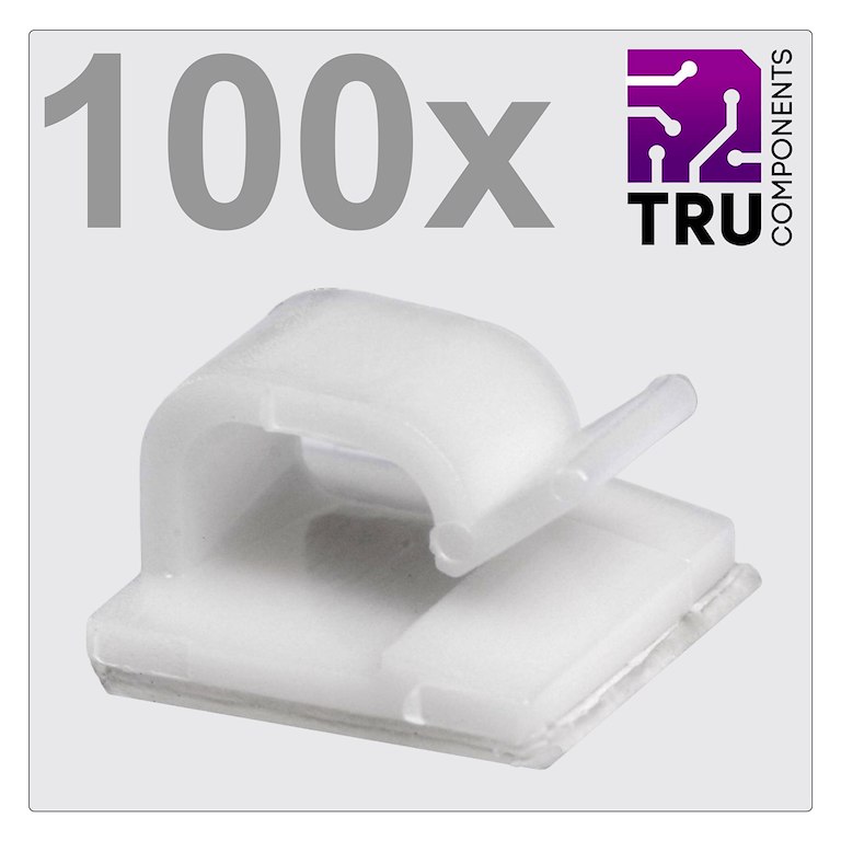Tru Components T24CA021 stezaljka za kablove samolepljiva TC-12888440 Precnik snopa, opseg od 1 do 7 mm bela 100 kom