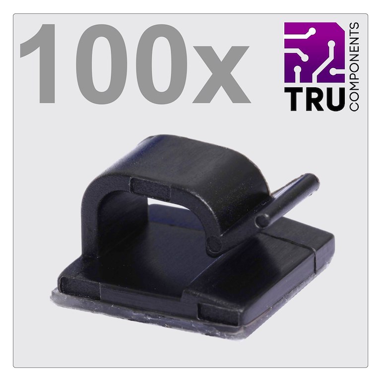 Tru Components T24CA020 stezaljka za kablove samolepljiva TC-12888436 Precnik snopa, opseg od 1 do 7 mm crna 100 kom