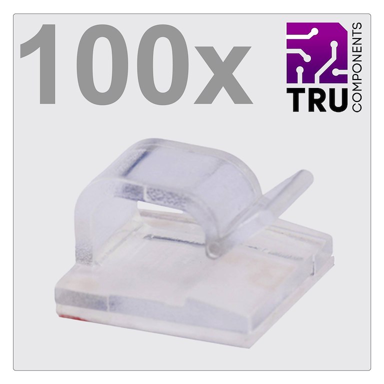 Tru Components T24CA019 stezaljka za kablove samolepljiva TC-12888432 Precnik snopa, opseg od 1 do 7 mm providna 100 komada