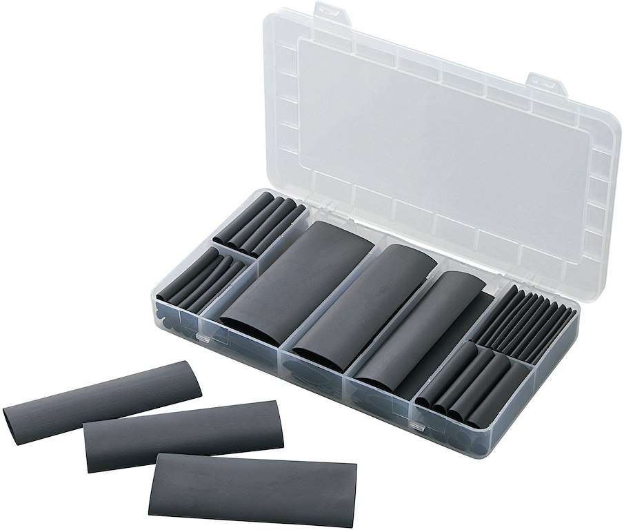 Tru Components 1566430 Termoskupljajuca cev-sortiment crna Odnos skupljanja:4:1 61 delova