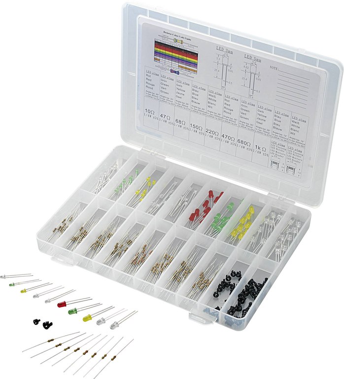 Tru Components STD-LEDS LED komplet crvena, zelena, zuta, plava, bela okrugla 3 mm, 5 mm