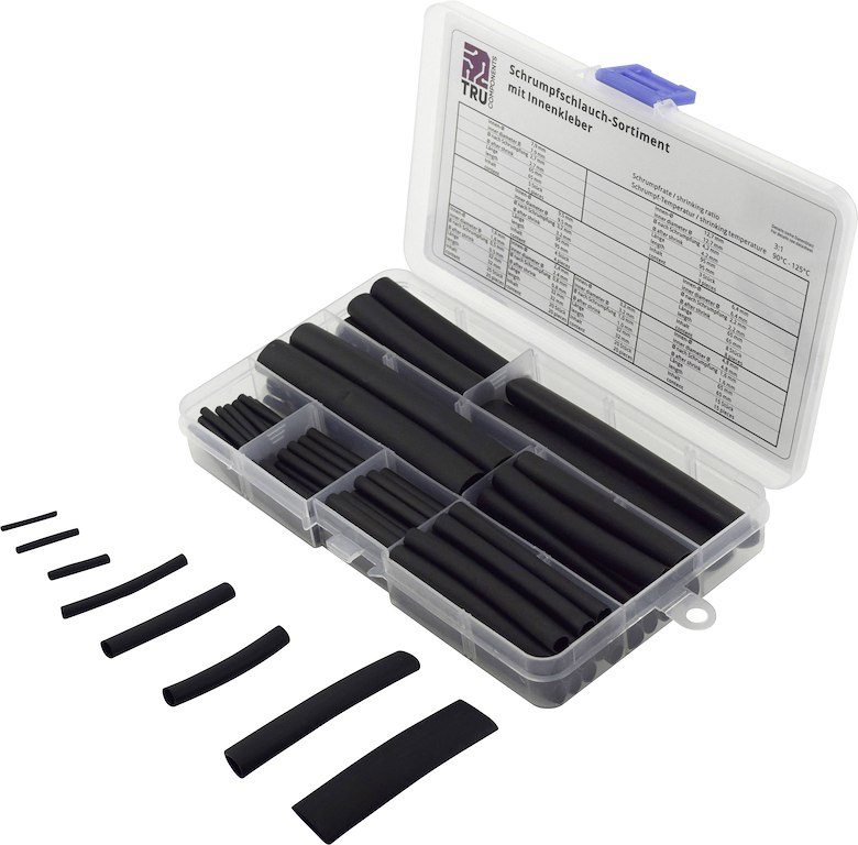 Tru Components TC-6793940 skupljajuca cev-izbor crna Odnos skupljanja:3:1 100 kom