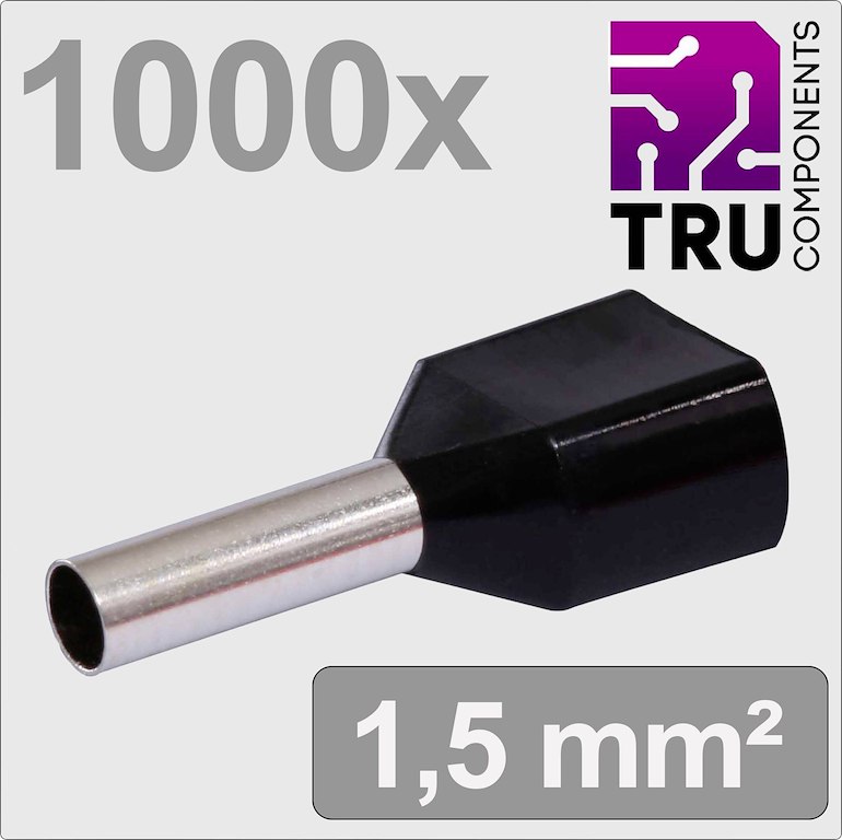 Tru Components TC-13377236 dupla jezgra 1,5 mm 2 delimicno izolovana crna 1000 kom