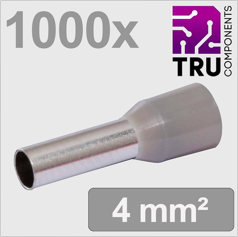 Tru Components TC-13377212 suplja 4 mm 2 delimicno izolovana siva 1000 kom