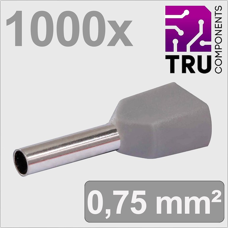 Tru Components TC-13377228 dupla jezgra 0,75 mm 2 delimicno izolovana siva 1000 kom