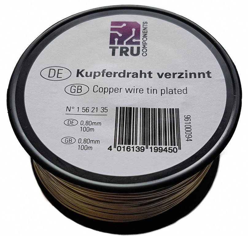 Bakarna zica, spoljni precnik (bez izolacionog laka): 0,60 mm 40 m Tru Components