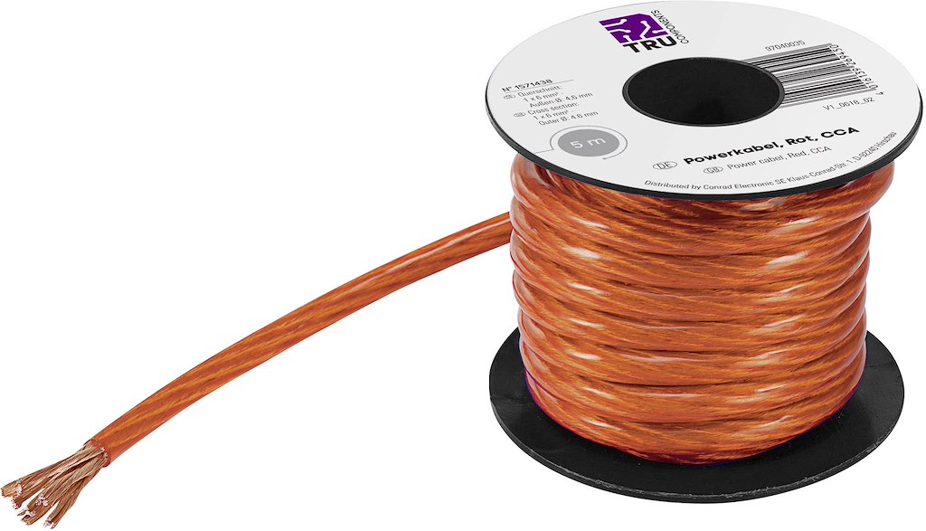 Kabl za uzemljenje 1 * 6 mm 2 crveni, providni Tru Components 1571438 5 m