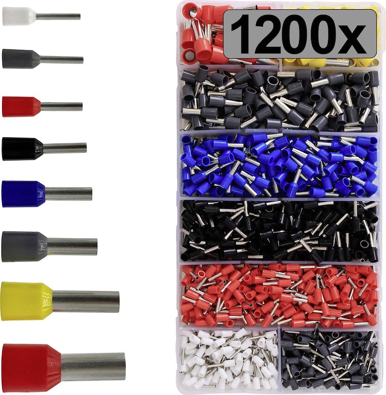 Tru Components TC-13377260 asortiman supljih delova delimicno izolovanih raznobojnih 1200 komada