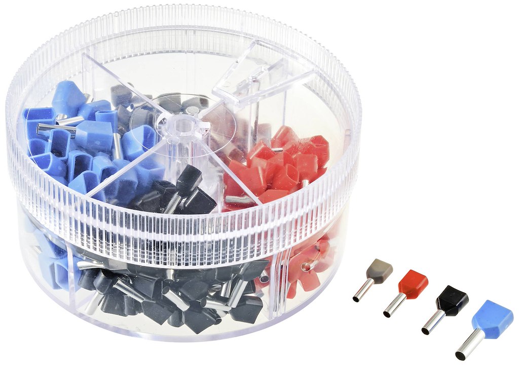 Tru Components TC-11599332 asortiman supljih provodnika 0,75 mm 2, 1 mm 2, 1,5 mm 2, 2,5 mm 2 delimicno izolovanih siva, crvena, crna, plava 200 kom