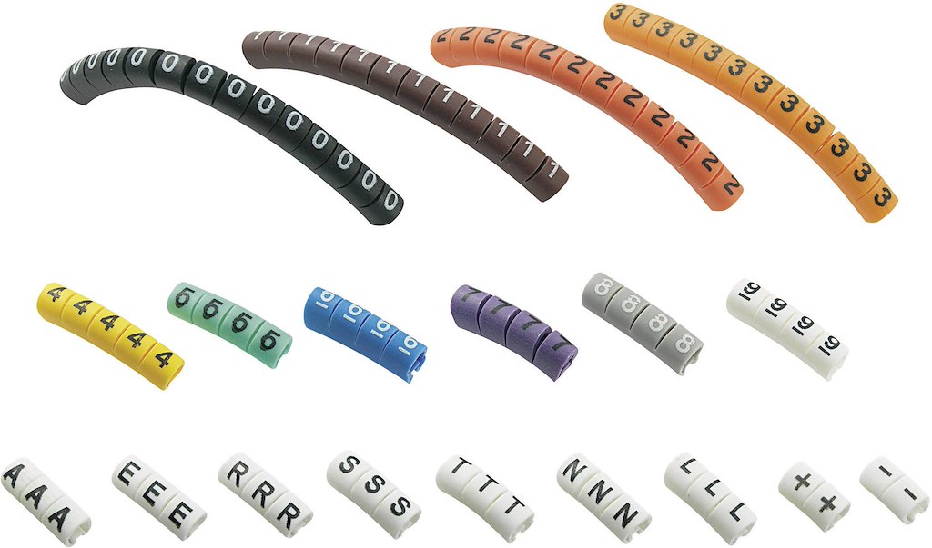 Obelezivac za kablove, stampani simbol 0 – 9, A, E, L, N, R, S, T, -, + opseg spoljasnjeg precnika 1 do 3 mm 545007 ECMKP-1 Tru Components