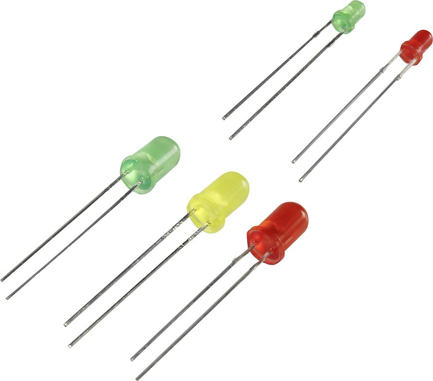 Asortiman LED dioda, zelene, crvene, zute, okrugle 3 mm, 5 mm