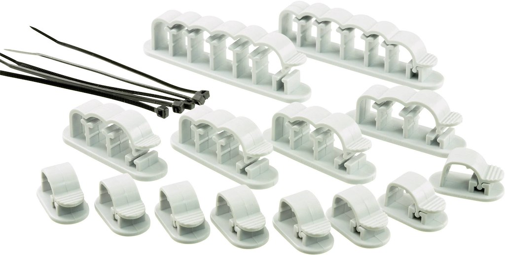 Drzac kabla, samolepljivi, providni Tru Components 1386629 VCM-SET-TT 19 komada