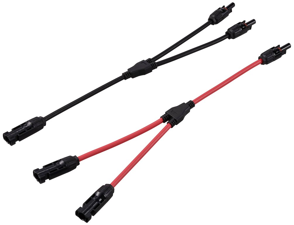 Tru Components TC-12195656 1* MC 4 razdelnik I solarni konektor muski na 2* zenski + zenski na 2* muski 1000 V DC 30 A crni, crveni 2 kom