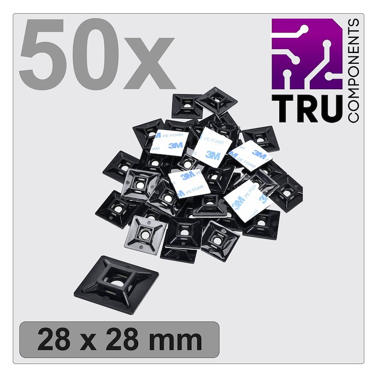 Tru Components T24CA068 postolje za montazu samolepljivo, zavrtnje TC-12888544 4-delni navoj crni 50 kom