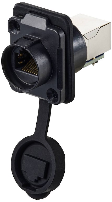 Tru Components TC-12770460 RJ45 uticnica za ugradnju, prirubnica sa 2 otvora IP67 sa poklopcem
