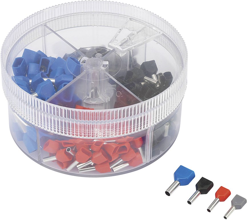 Asortiman dvokrakih zica 0,50 mm 2 2,50 mm 2 siva, crvena, crna, plava Tru Components 739884 200 kom