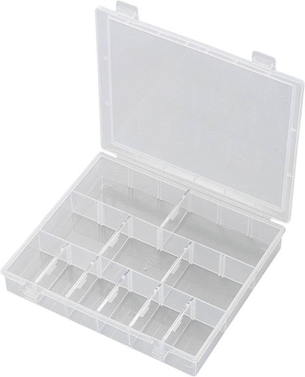 Tru Components SG18-011 kontejner za sortiranje (D * s * V) 170 * 140 * 25 mm broj fioka: 18 varijabilnih pregrada Sadrzaj, kolicina, sadrzaj jedinica kolicine po prodajnoj jedinici