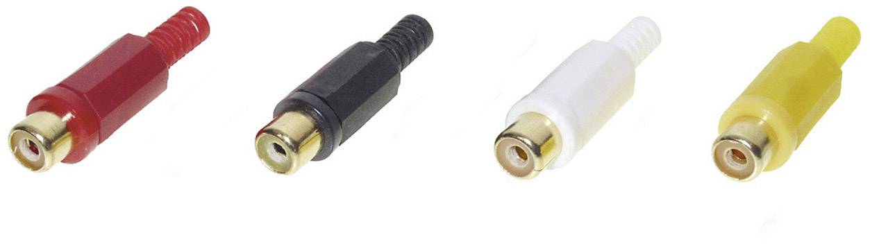 Cink konektor, ravna spojnica, st. stubovi: 2 mono, crvena, crna, zuta, bela Tru Components TRU-30K104 4 komada
