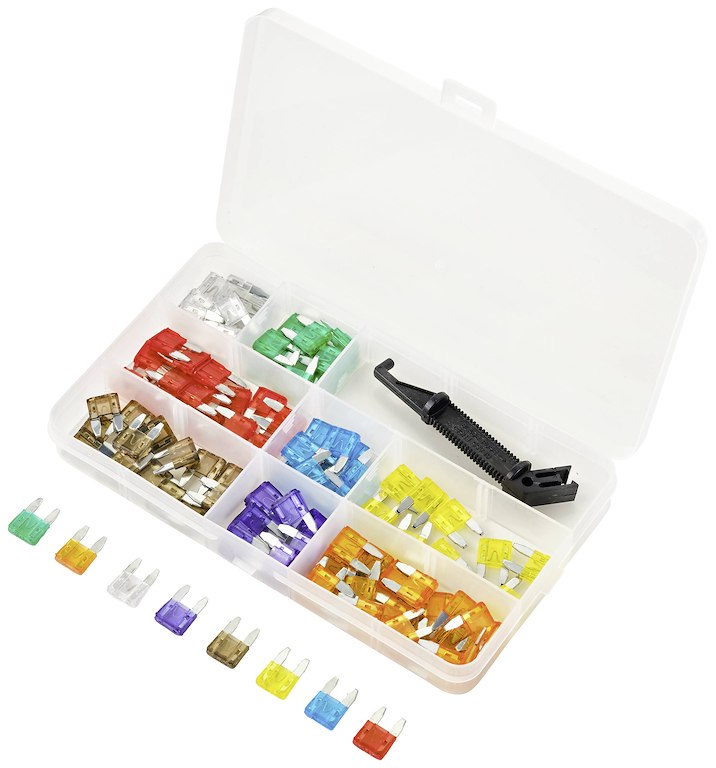 Tru Components TC-10334036 mini nozni osigurac 3 A, 5 A, 7,5 A, 10 A, 15 A, 20 A, 25 A, 30 A ljubicasta, narandzasta, siva, crvena, plava, zuta, prozirna, zelena 100 kom