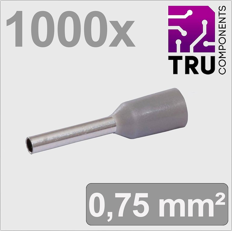 Tru Components TC-13377196 suplji provodnici 0,75 mm 2 delimicno izolovani sivi 1000 kom