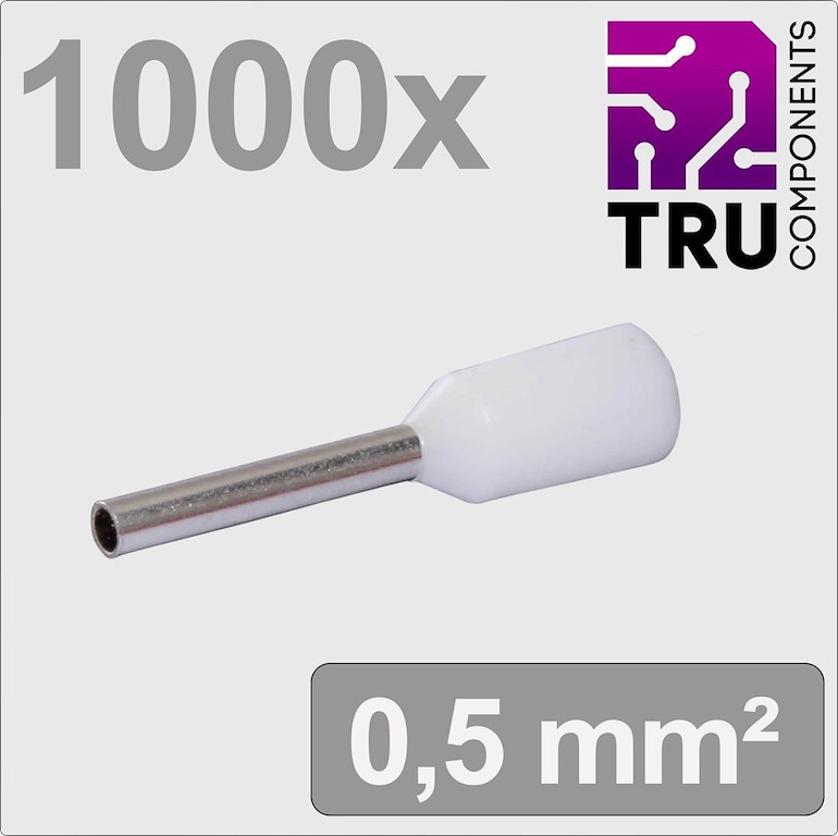 Tru Components TC-13377192 suplji provodnici 0,5 mm 2 delimicno izolovani beli 1000 kom