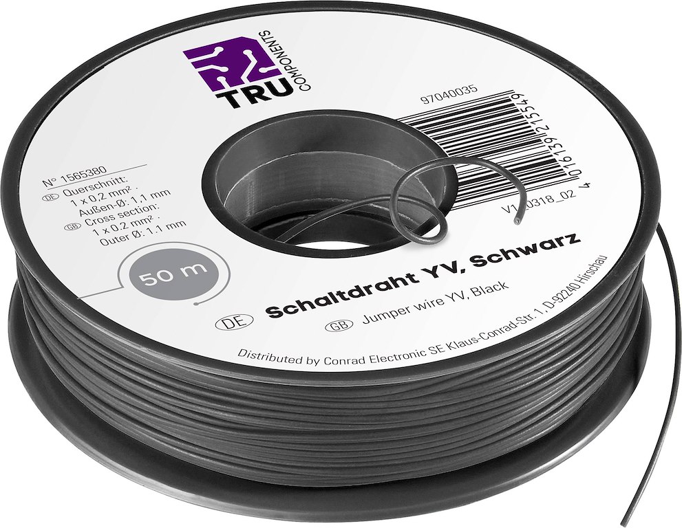 zica prekidaca Iv 1 * 0,20 mm 2 crna Tru Components 1565380 50 m
