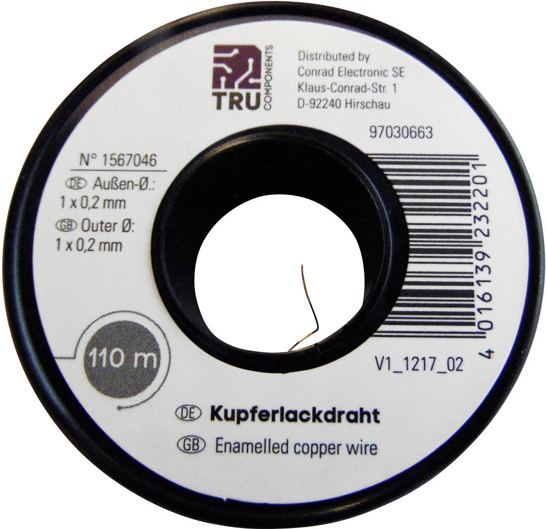 Lakirana bakarna zica, spoljni precnik (ukljucujuci izolacioni lak)=0,80 mm 9 m Tru Components