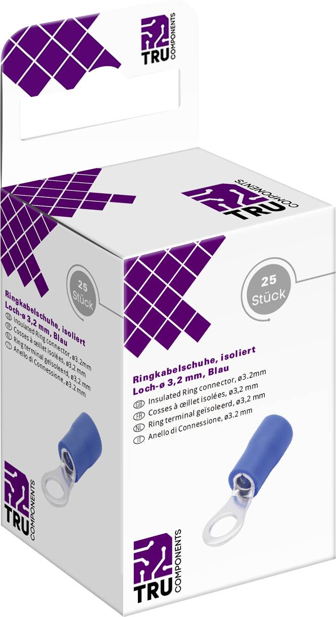 Tru Components T2010C287 prstenasta usica Presek (maks.)=2,5 mm 2 Precnik rupe=3,2 mm delimicno izolovana plava 25 kom