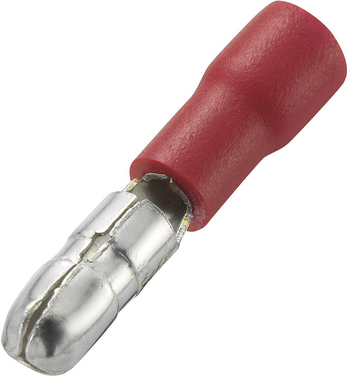 Okrugli utikac 0,50 mm 1,50 mm, precnik kontakta: 4 mm delimicno izolovan, crveni Tru Components 738434 100 Skosov