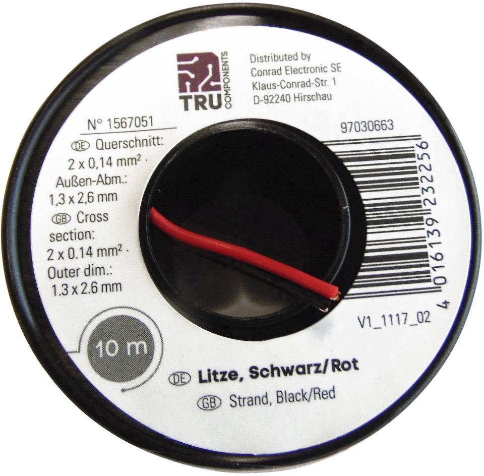 Provodnik fine zice 2 * 0,14 mm 2 crne, crvene boje Tru Components 606730 10 m