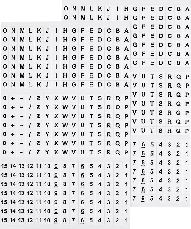 stampana samolepljiva etiketa A – Z, +, -, 0 – 15 606616 1565168 Tru Components