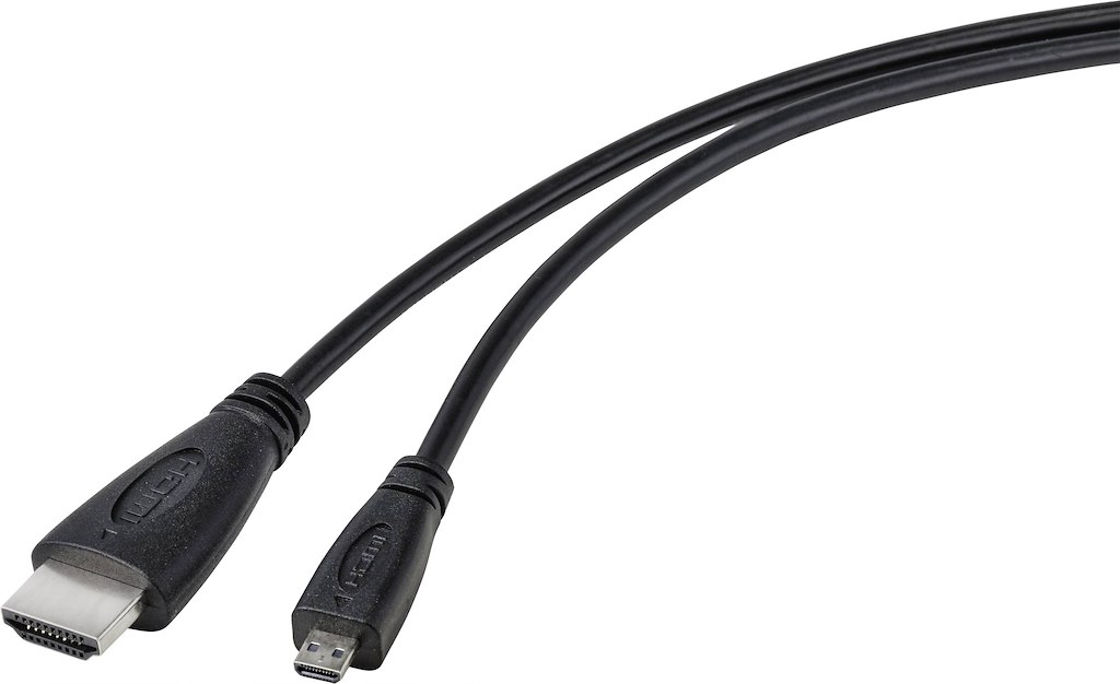 Tru Components HDMI kabl Raspberri Pi? [1* HDMI muski konektor – 1* mikro HDMI tip D muski konektor] 1,80 m crni