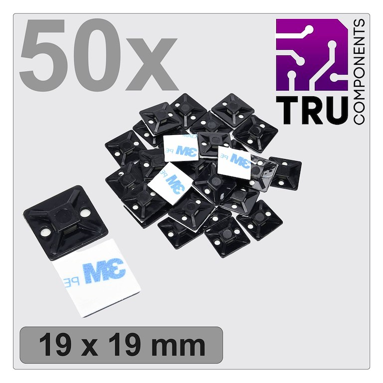 Tru Components T24CA066 postolje za montazu samolepljivo, zavrtnje TC-12888536 4-delni navoj crni 50 kom