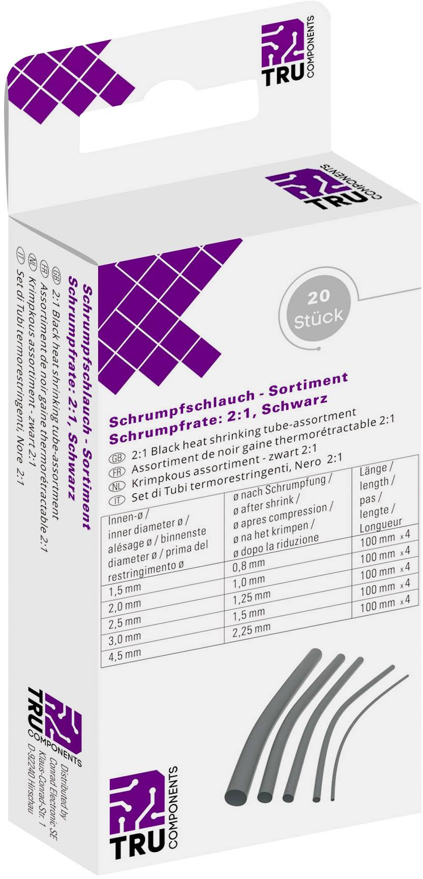 Tru Components T1904CA042 Termoskupljajuca cev – asortiman od 20 delova