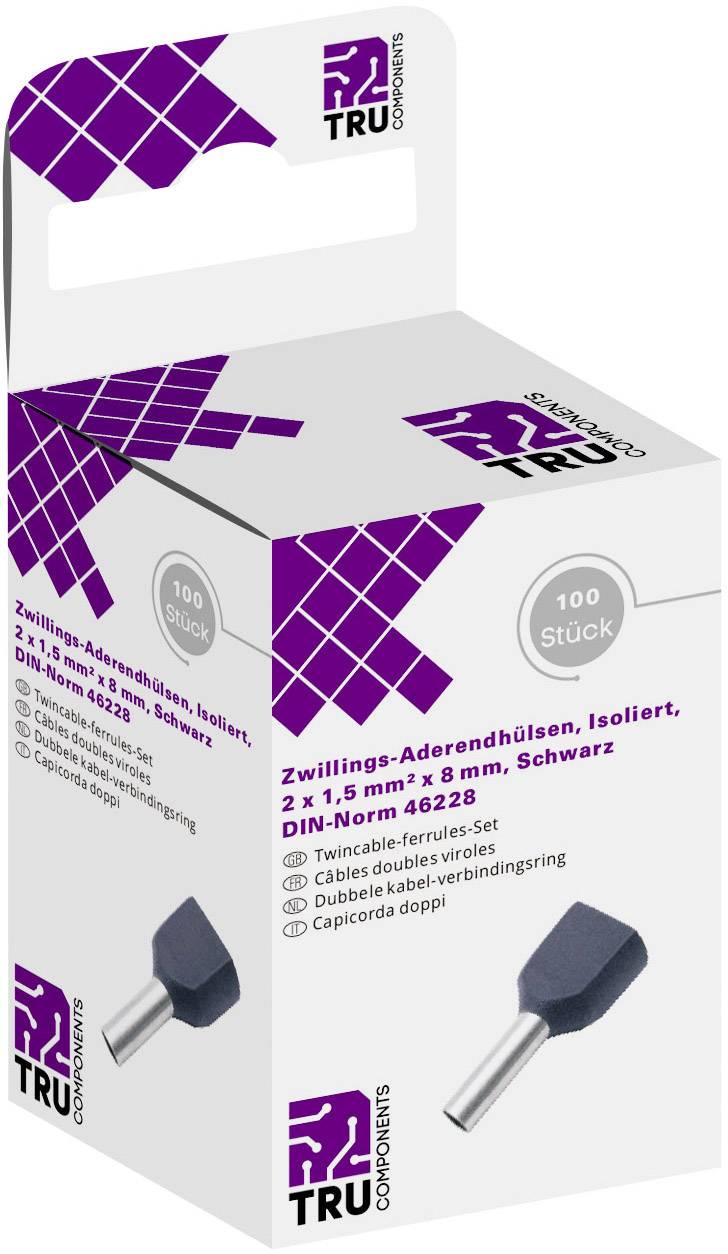 Tru Components T1906C155 dupla jezgra 1,5 mm 2 delimicno izolovana crna 100 kom
