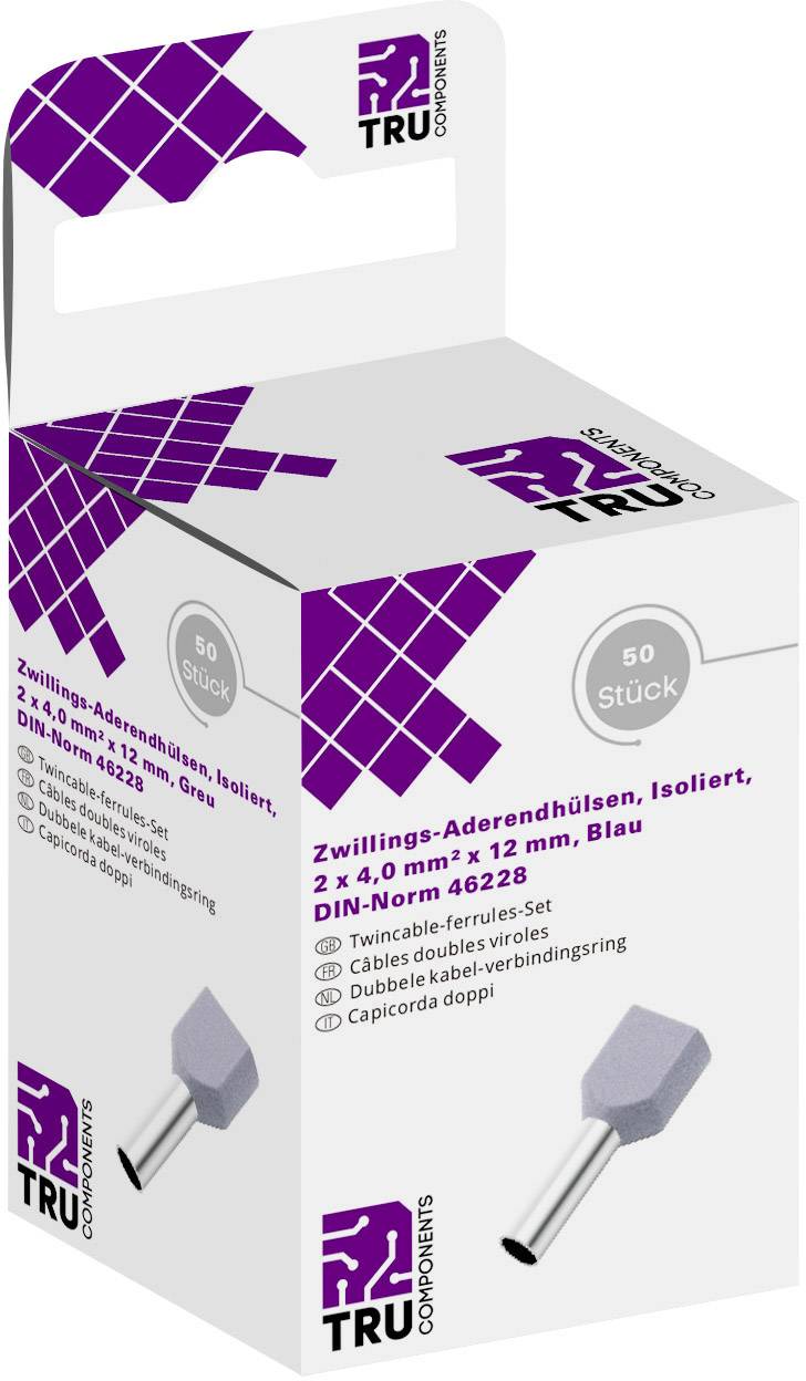 Tru Components T1906C157 dupla jezgra 4 mm 2 delimicno izolovana siva 50 kom