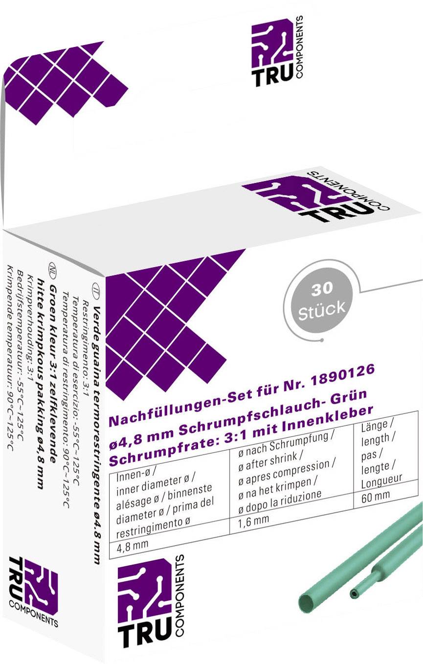 Tru Components T1807CA007D termoskupljajuca cev sa lepkom zelena 4,80 mm 1,60 mm Odnos skupljanja:2:1 30 kom