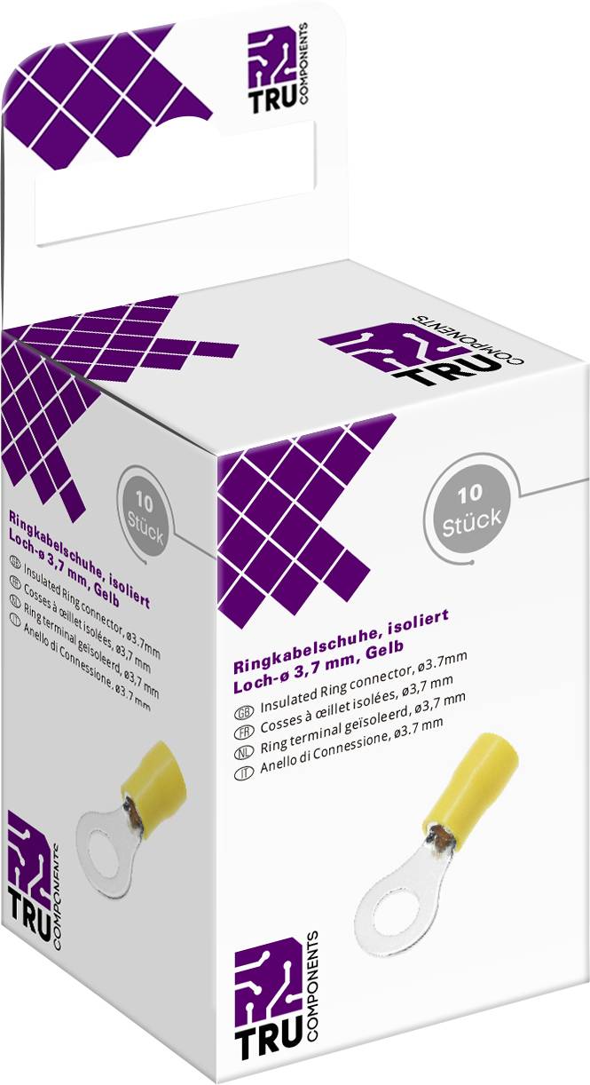 Tru Components T2010C292 prstenasta usica Presek (maks.)=6,0 mm 2 Precnik rupe=3,7 mm delimicno izolovana zuta 10 kom