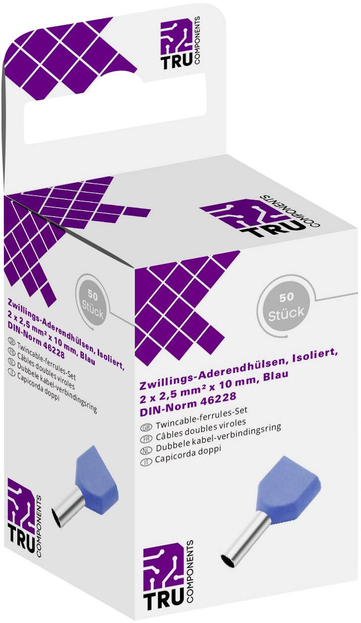 Tru Components T1906C156 dupla jezgra 2,5 mm 2 delimicno izolovana plava 50 kom