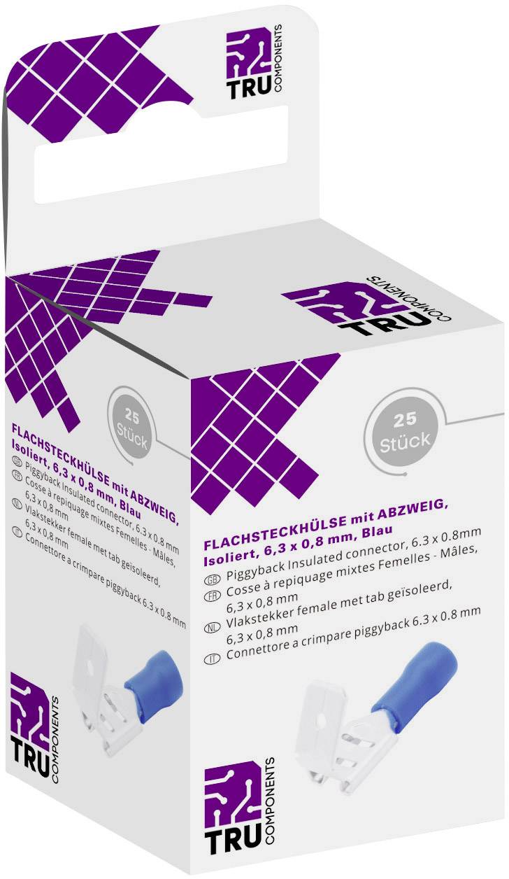 Tru Components T1904C047 set navlaka sa ravnim utikacem sa sirinom jezicka: 6,30 mm debljina cepa: 0,80 mm 180 delimicno izolovano plavo 25 kom