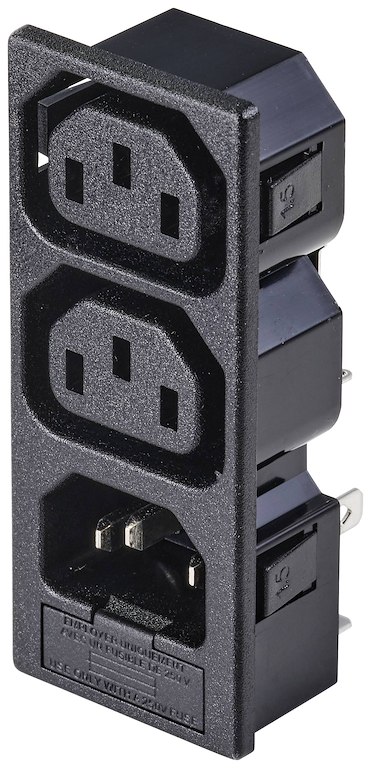 Tru Components TC-10475852 IEC konektor zenski konektor za ugradnju, vertikalni, muski konektor za ugradnju, vertikalni Ukupan broj polova: 3 10 A crni