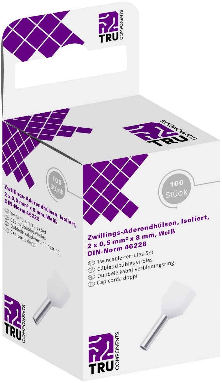 Tru Components T1906C152 dupla jezgra 0,5 mm 2 delimicno izolovana bela 100 kom