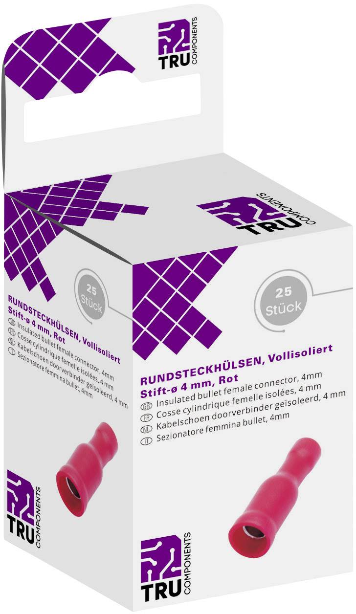 Tru Components T1904C048 okrugli utikac 0,50 mm 2 1,50 mm 2 potpuno izolovan crveni 25 kom