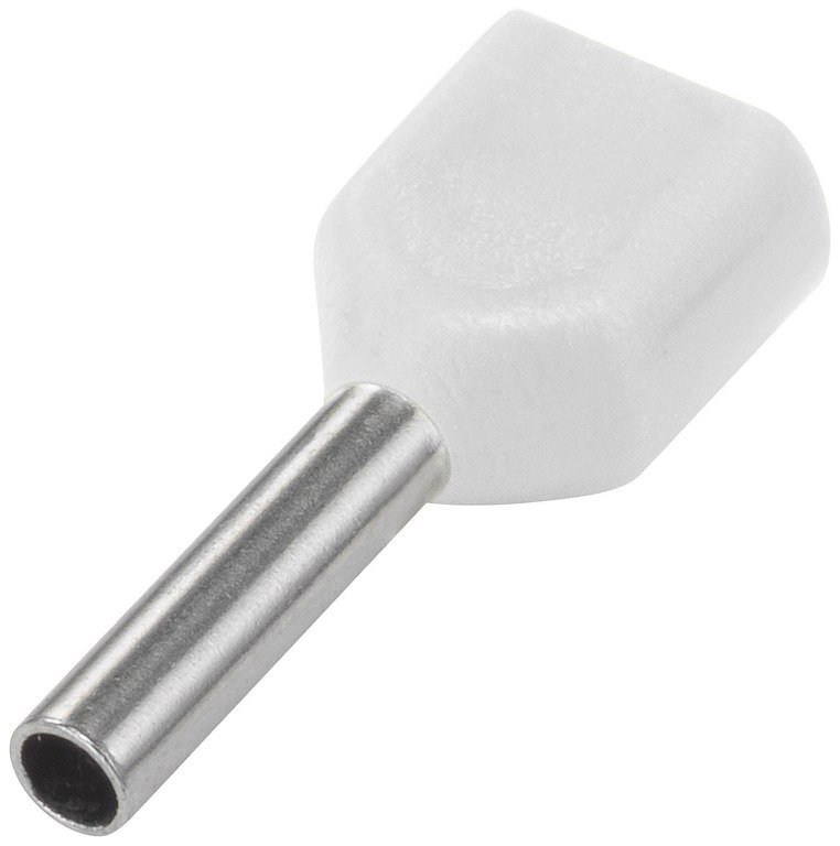 Dvostrani terminali 1 * 0,50 mm 2 * 8 mm delimicno izolovani, beli TRU KOMPONENTI 1091323 100 kom