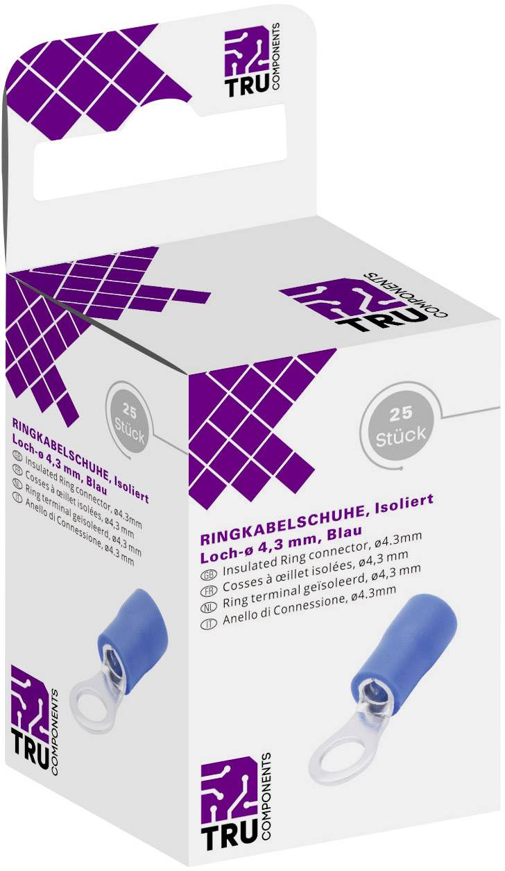 Tru Components T1904C060 prstenasta usica Presek (maks.)=2,50 mm 2 Precnik rupe=4,30 mm delimicno izolovana plava 25 kom